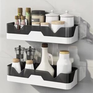 MRPAPA Shower Caddy Wall Mounted, 2 Pack Bathroom Organizer Shelves with Extra Adhesive Pad, No Drilling Bathroom Accesseries Holder Corner Shower Organiser Shelf No Drilling Kitchen Spice Rack