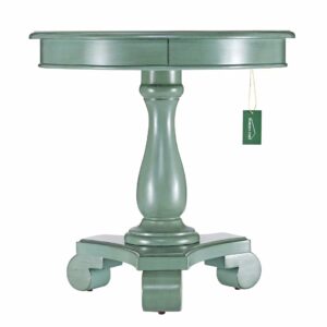 Morden Fort Round Pedestal Side End Table 26" Small Accent Wooden Coffee Nightstand Table for Living Room and Bed Room Foyer Office Small Spaces Antique Teal