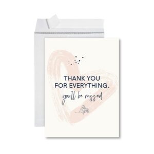 Andaz Press Funny Farewell Jumbo Card Thank You For Everything 8.5 x 11 inch Blank Goodbye Greeting Card with Envelope Big You'll Be Missed Card for Coworker From All Of Us 1-Pack