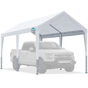 advance outdoor 10x20 ft carport heavy duty car canopy garage party tent outdoor portable boat shelter, adjustable height from 9.5 ft to 11 ft, white