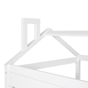 Merax House Bed with Trundle, Window and Roof, Twin Size Wood Bunk Bed Daybed Can be Decorated for Girls, Boys (White)