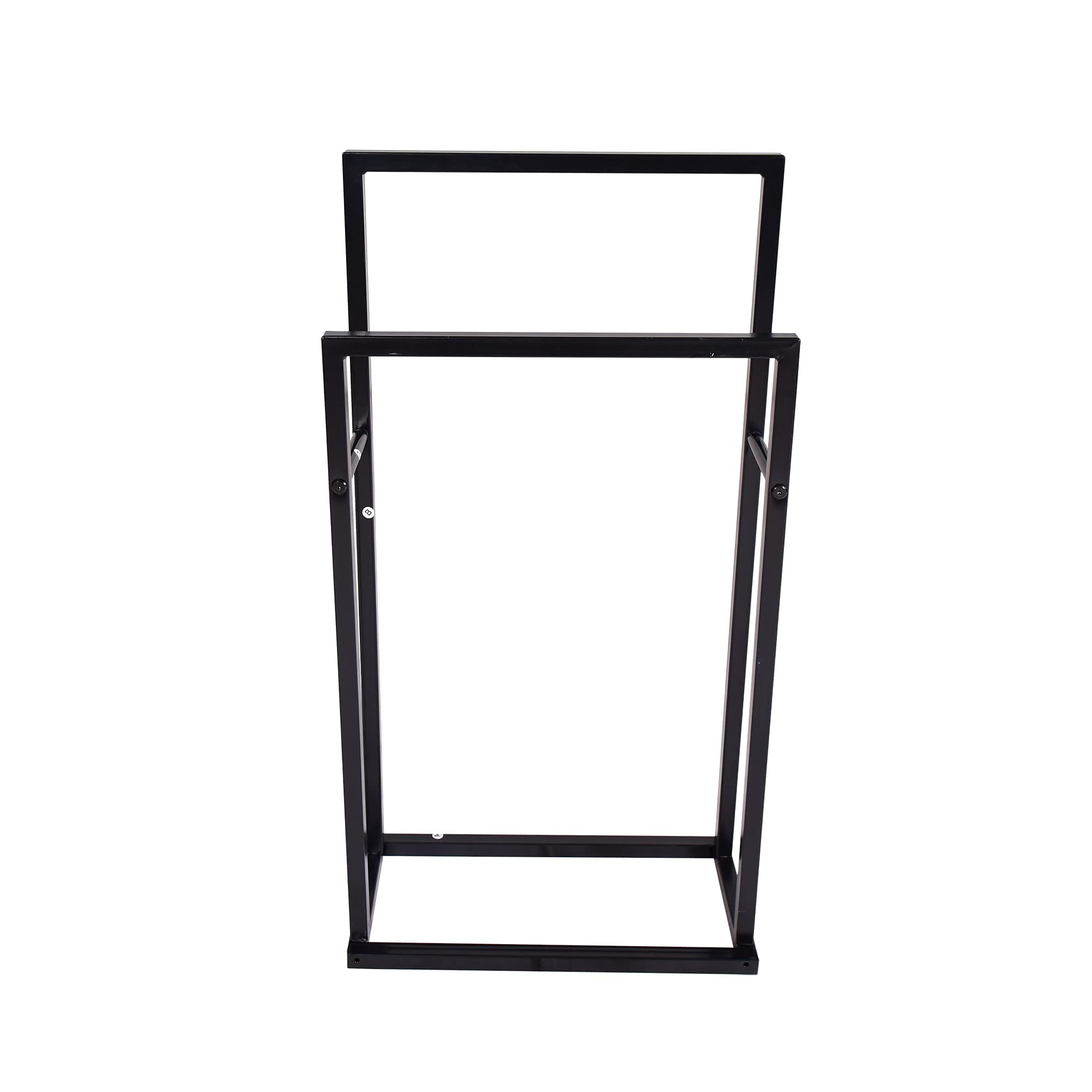 HAHRIR 2-Tier Metal Towel Rack Modern Freestanding Black Towel Rack, Bathroom Metal Storage Towel Rack, Black