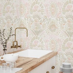 Tempaper Pink Bohemia Damask Removable Peel and Stick Boho Wallpaper, 20.5 in X 16.5 ft, Made in the USA