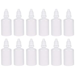 ofowin [12 pcs plastic dropper bottle, 50ml / 1.7oz small mouth dropping bottles with white cap empty squeezable liquid drop bottles for solvents, oils, glue, paint, essence, e-liquid, e-juice,saline