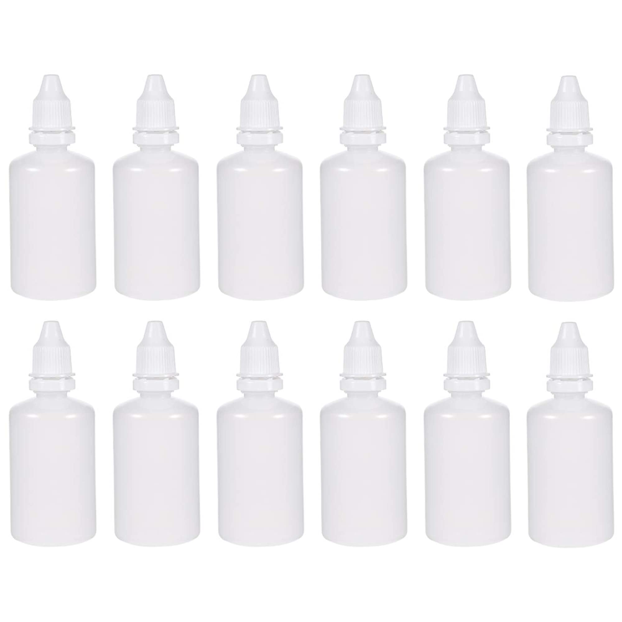 OFOWIN [12 Pcs Plastic Dropper Bottle, 50ml / 1.7oz Small Mouth Dropping Bottles with White Cap Empty Squeezable Liquid Drop Bottles for Solvents, Oils, Glue, Paint, Essence, E-liquid, E-juice,Saline