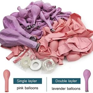 Purple Pink Balloon Double Stuffed Lavender Balloon Garland Latex Pastel Light Pink Lilac Balloons Arch Kit for Bridal Baby Shower Wedding Birthday Butterfly Fairy Flower Theme Party Decoration