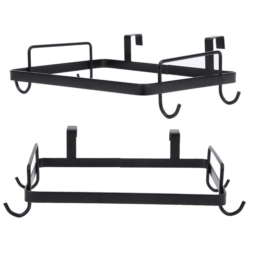 Jiawu Trash Storage Holder, Trash Bag Rack Hanging Trash Bag Holder Iron Hook Designed for Household Kitchen Cabinets Doors and Cupboards(Black)