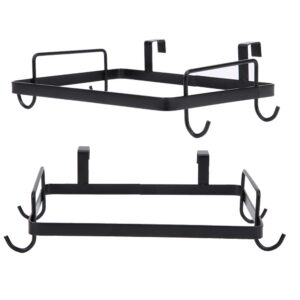 Trash Storage Holder, Garbage Bag Stand Iron Hanging Trash Bag Holder Trash Bag Holder Rack 10.2x6.0x3.0in for Household Kitchen Cabinets Doors and Cupboards(black)