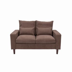 panana small loveseat sofa upholstered couch modern linen 2 seater love seats for living room, apartment, small space, brown