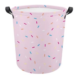 pink ice cream sprinkles laundry storage basket waterproof foldable laundry hamper with handles for baby nursery college dorms kids bedroom