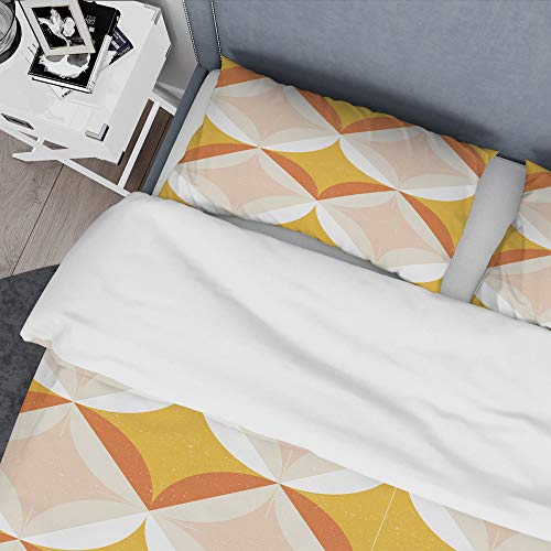 DesignQ Retro Abstract Design XII Mid-Century Modern Duvet Cover Set, Yellow Duvet Cover Set King, 0 Bedding Set of 3 Pieces, All Season Mid-Century Modern Bedding Sets King