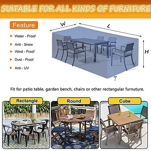 RURGLY 52"x24"x34" Outdoor Sofa Cover Waterproof, 420D Garden Furniture Covers Heavy Duty Windproof, Table and Chair Covers Rectangular, for Outdoor Patio Furniture