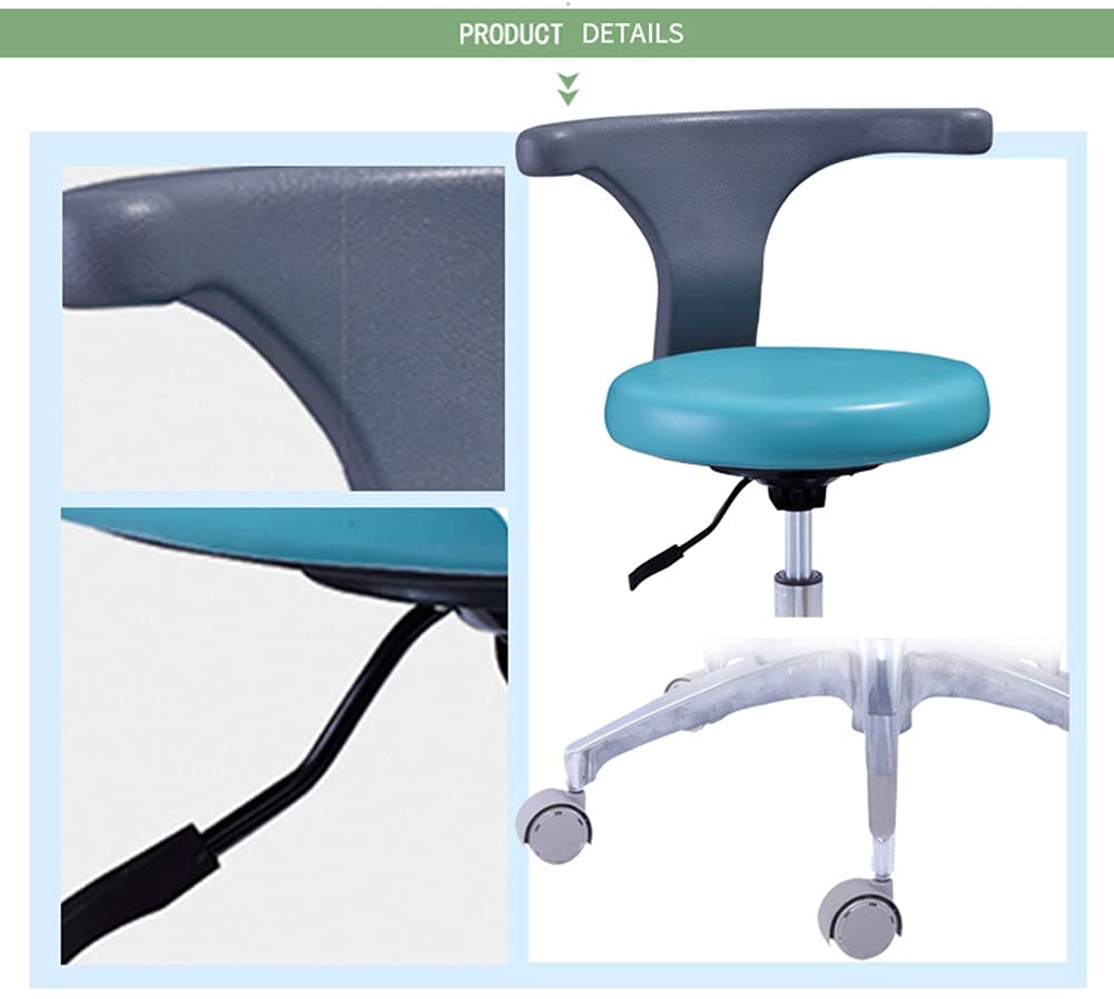 Dentist's Mobile Chair Nurse's Stools W/Backrest PU Leather and Medical Wheels Adjustable Height Standard Dental Mobile Chair for Dentist and Office