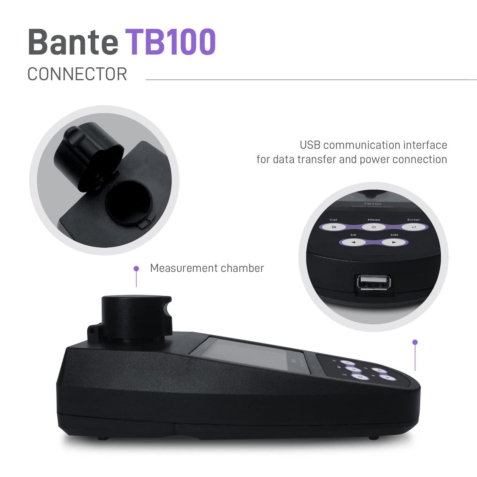 Bante TB100 Portable Turbidity Meter | Turbidimeter Kit | 2 to 5 Points Calibration, Selectable Turbidity Units - NTU/FNU/EBC/ASBC, 100 Sets of Data Storage, USB Interface