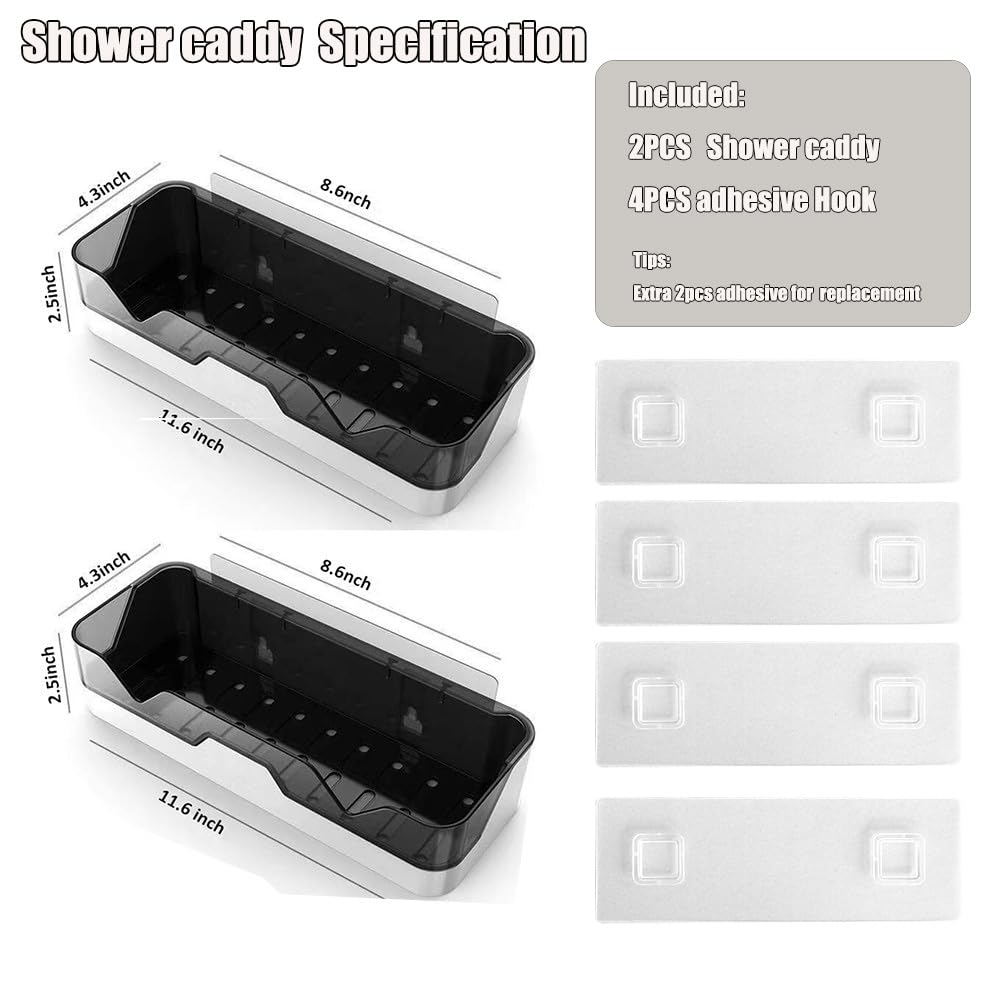 MRPAPA Shower Caddy Wall Mounted, 2 Pack Bathroom Organizer Shelves with Extra Adhesive Pad, No Drilling Bathroom Accesseries Holder Corner Shower Organiser Shelf No Drilling Kitchen Spice Rack