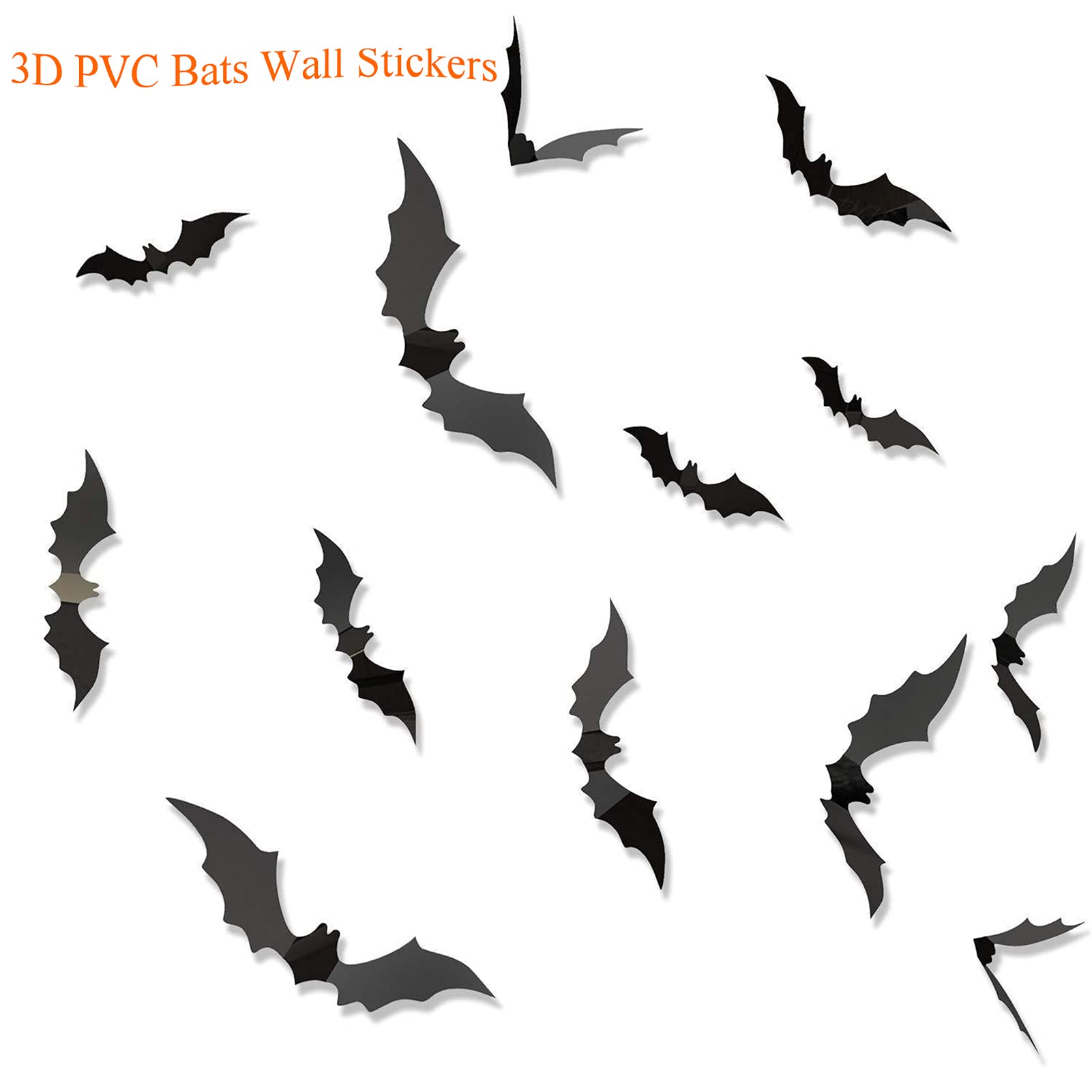 Halloween Party Decorations, Black Orange Party Hanging Paper Fans, Pumpkin Smile Party Banner, 3D Bats Wall Stickers for Halloween Themed Birthday Party Background Classroom Decorations Home Decors