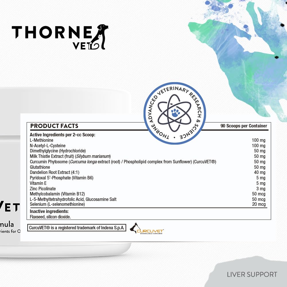 ThorneVet Liver Support Powder – Liver Support for Small Animals: Dogs & Cats, 90 Scoops