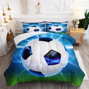 3d football comforter set for boys, twin size sports bedding comforter soccer themed bedding comforter with 2 football patterned pillowcases - 68"x86" (twin, 03)