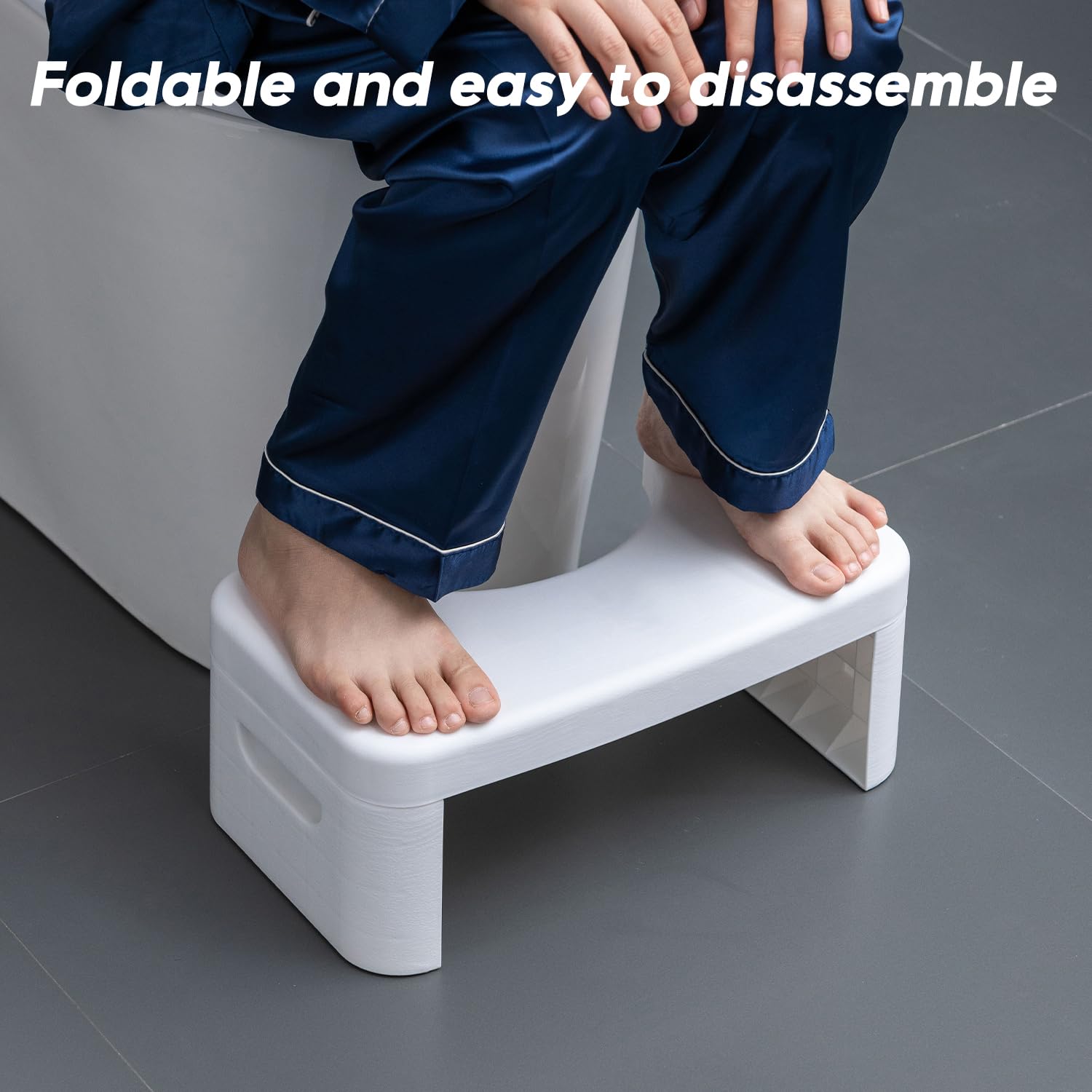 Toilet Step Stool, Toilet Assistance Steps, Bathroom Toilet Stool, Kids Tot Step Stool, Foldable Toilet Stool, Fits All Toilets, Folds for Easy Storage, White