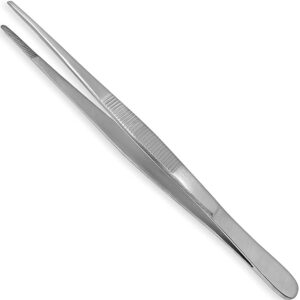 xtrm craft thumb dressing forceps, mulipurpose tweezer stainless steel, serrated tip straight 5.5 inch