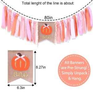 Pumpkin Highchair Banner for 1st Birthday - Little Pumpkin Banner, Pumpkin Birthday Party Decorations, Pink Orange First Birthday Banner, Baby Shower Decorations for Baby Girl