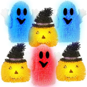 artcreativity light up halloween puffers, set of 6, led fidget toys for kids and adults, includes ghost and pumpkin halloween toys, non-candy halloween treats and party favors for themed parties