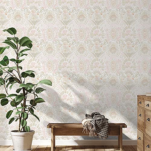 Tempaper Pink Bohemia Damask Removable Peel and Stick Boho Wallpaper, 20.5 in X 16.5 ft, Made in the USA