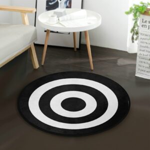 xigua Black & White Bullseye Round Rug for Bedroom Non-Slip Circle Floor Mat Carpet Indoor Area Rugs for Living Room Home Decor 3' Diameter