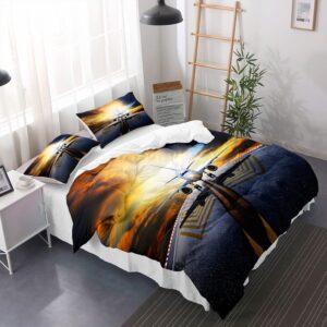 Jingzhang Airplane Duvet Cover Set, Decorative 2 Piece Bedding Set with 1 Pillow Shams,Twin Size