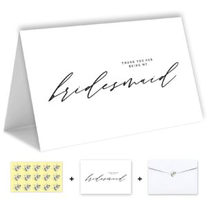 ojsensai (14 pack) thank you for being my bridesmaid card set, bachelorette party card, thankful card for bridesmaid, wedding ceremony thank you card with matching envelope