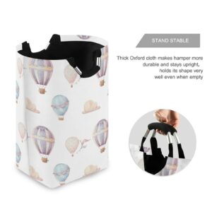 WELLDAY Laundry Hamper with Handle Watercolor Hot Air Balloon Laundry Baskets Foldable Dirty Clothes Basket Large Storage Laundry Organizer