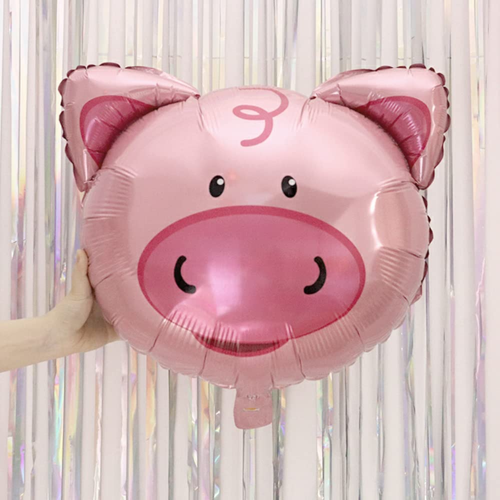 HORUIUS Pig Balloons Pink Pig Shaped Foil Mylar Balloon Farm Animals Balloons for Baby Shower Farm Animals Theme Birthday Party Supplies Decorations 5PCS