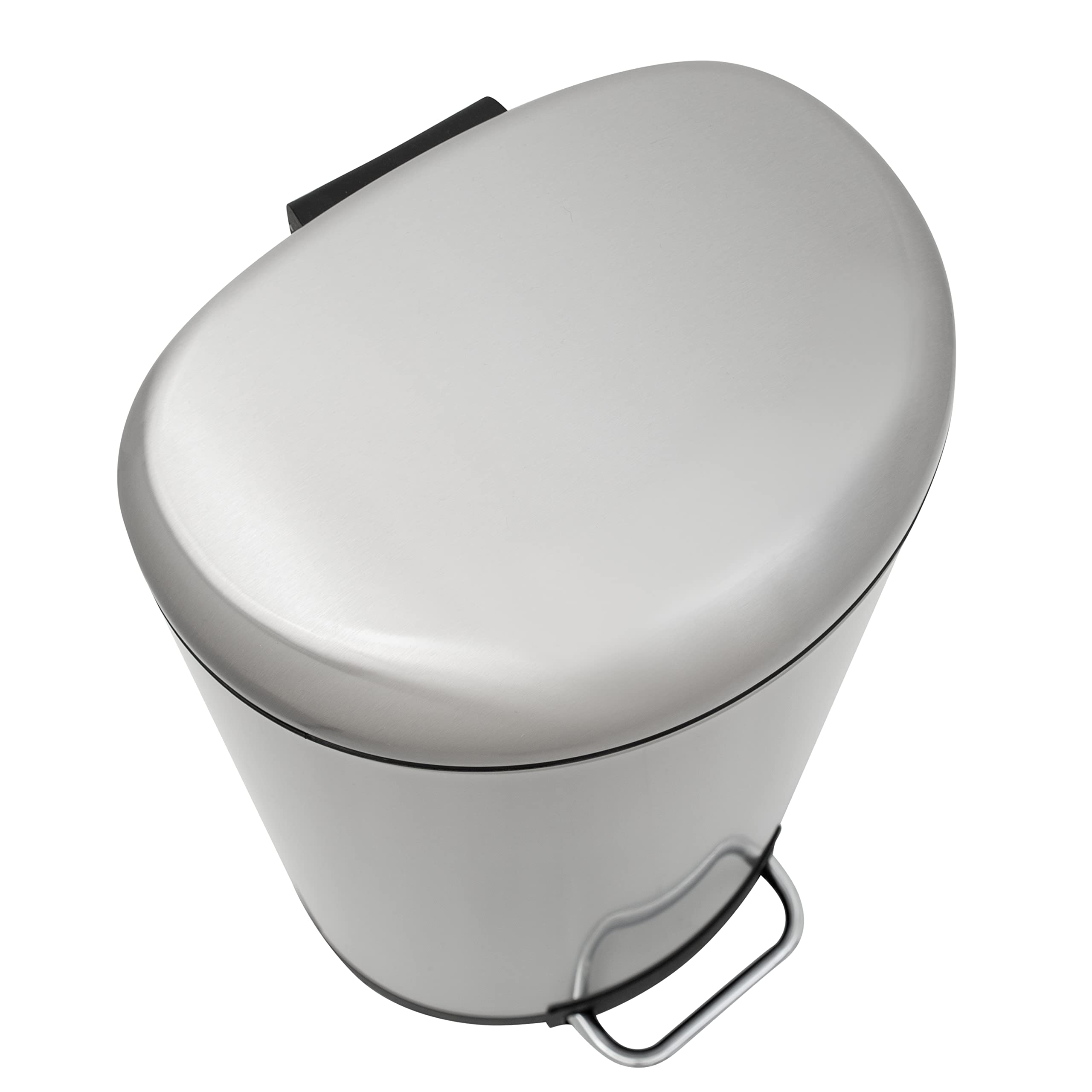 Organize It All 40 L Half Round Step Pedal Trash Bin | Dimensions: 15.75” x 14.17” x 26.4” | Holds 40 Liter | Step Pedal | Hands Free | Finger Proof | Stainless Steel