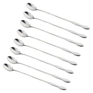 hazoulen 10-1/2 inch long handle stirring mixing spoon for cocktail ice coffee tea drinks, stainless steel, set of 8