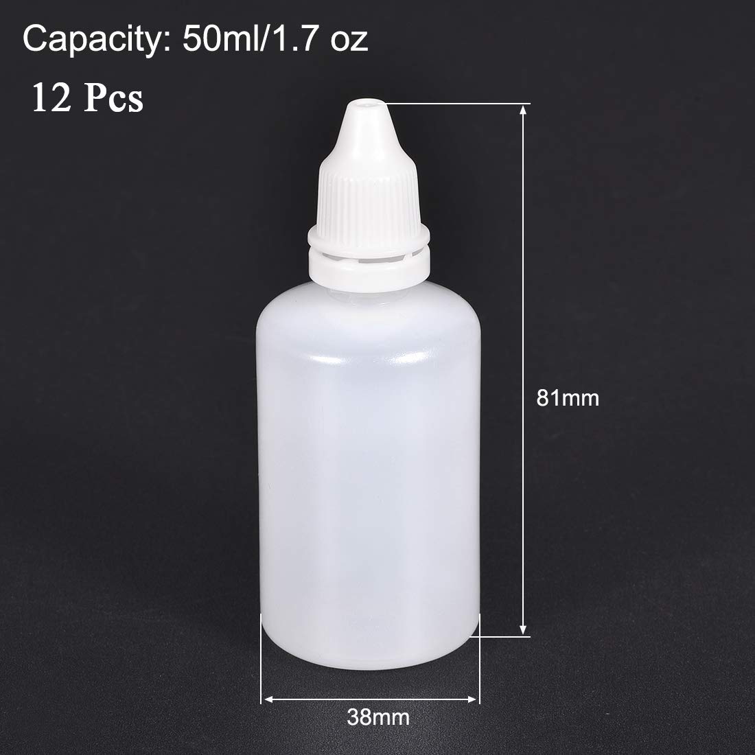 OFOWIN [12 Pcs Plastic Dropper Bottle, 50ml / 1.7oz Small Mouth Dropping Bottles with White Cap Empty Squeezable Liquid Drop Bottles for Solvents, Oils, Glue, Paint, Essence, E-liquid, E-juice,Saline