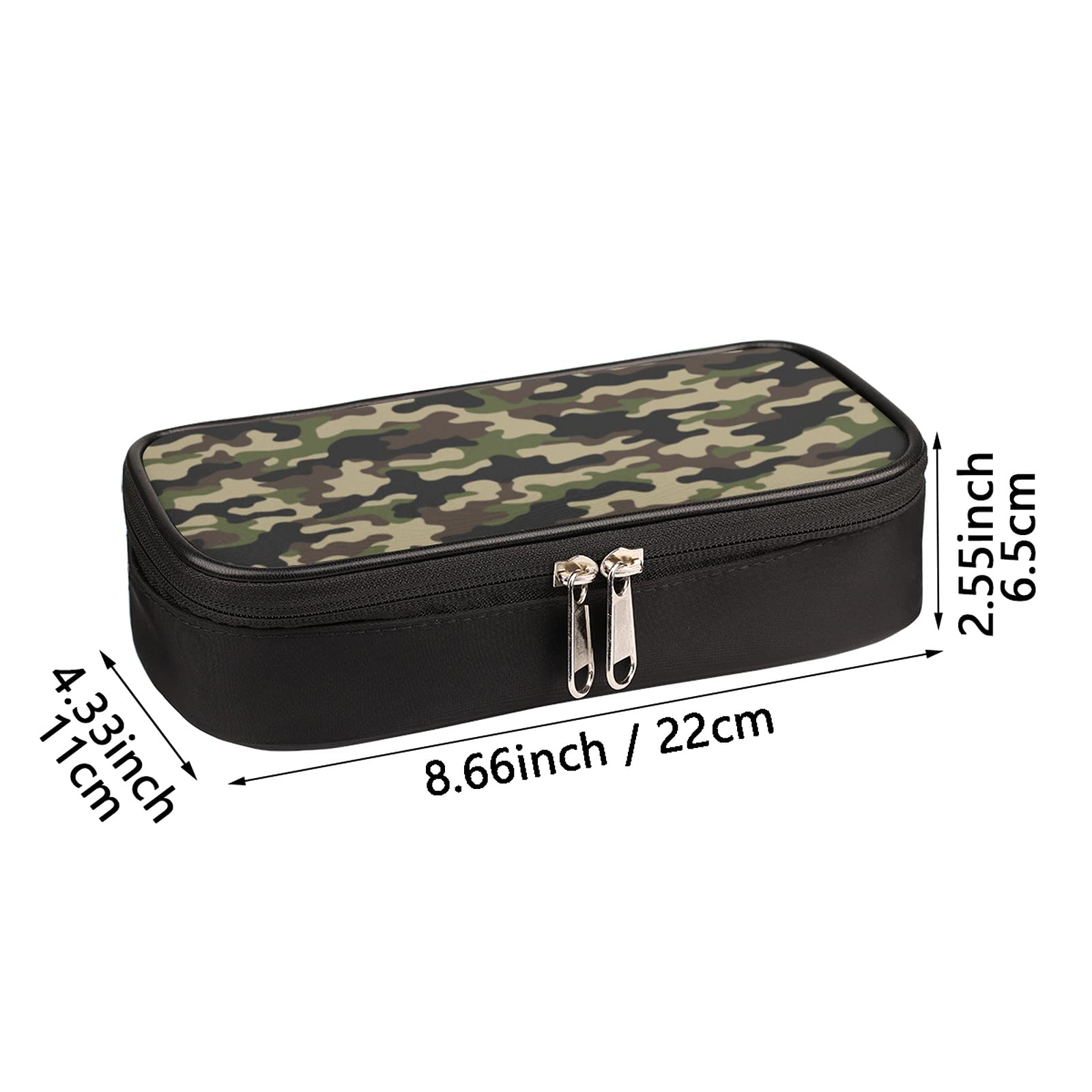 Green Camo Large Capacity Pencil Case, Navy Camouflage Pencil Pouch Pen Bag with Double Zipper, Statiry Pencil Box Pouch Holder Organizer for Office College School Students