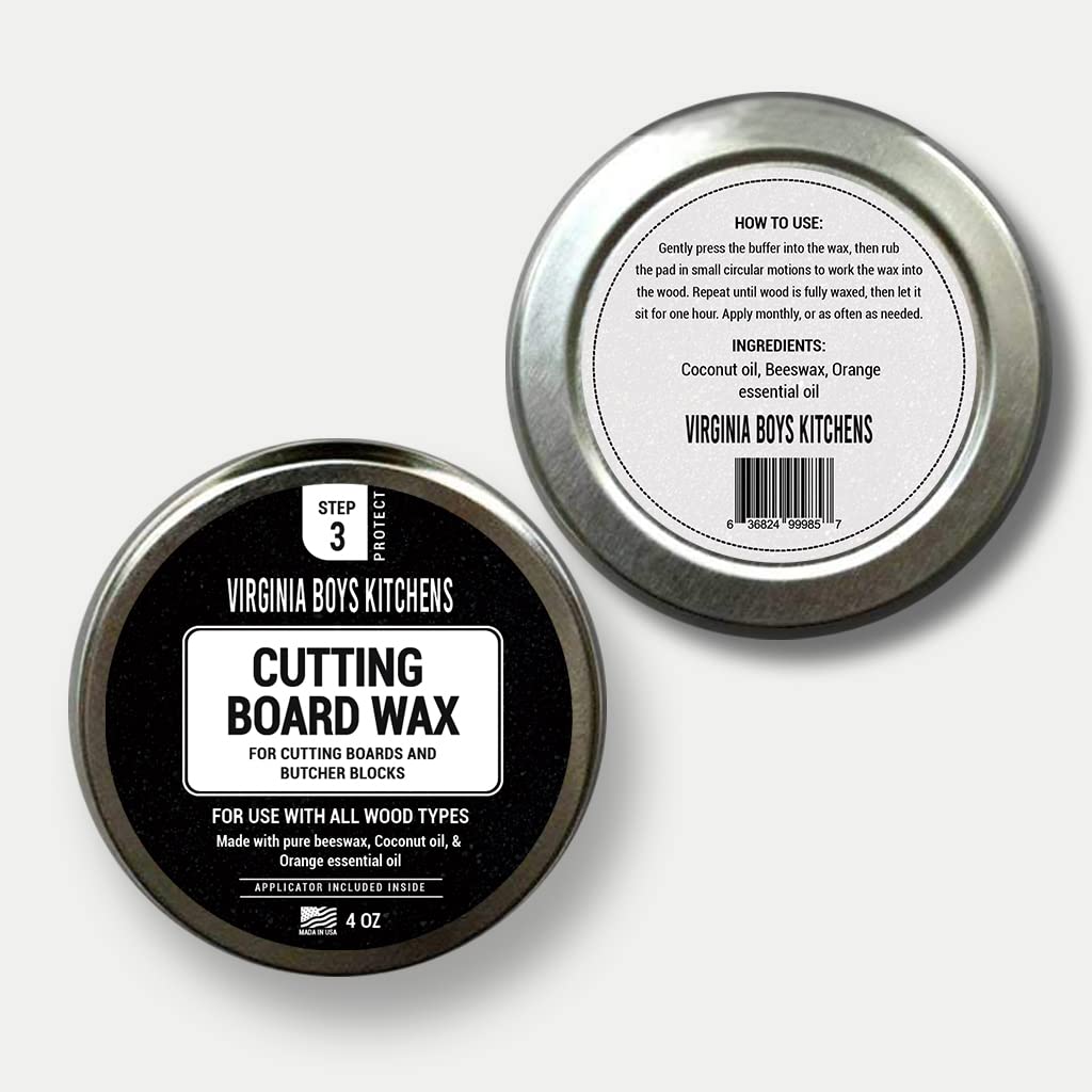 Virginia Boys Kitchens Butcher - Block Oil - no Mineral Oil - Food Grade Conditioner and Oil - Use for Wooden Cutting Boards - Full Size Wax and Oil and Wax Applicator and Soap - Gift Packaging