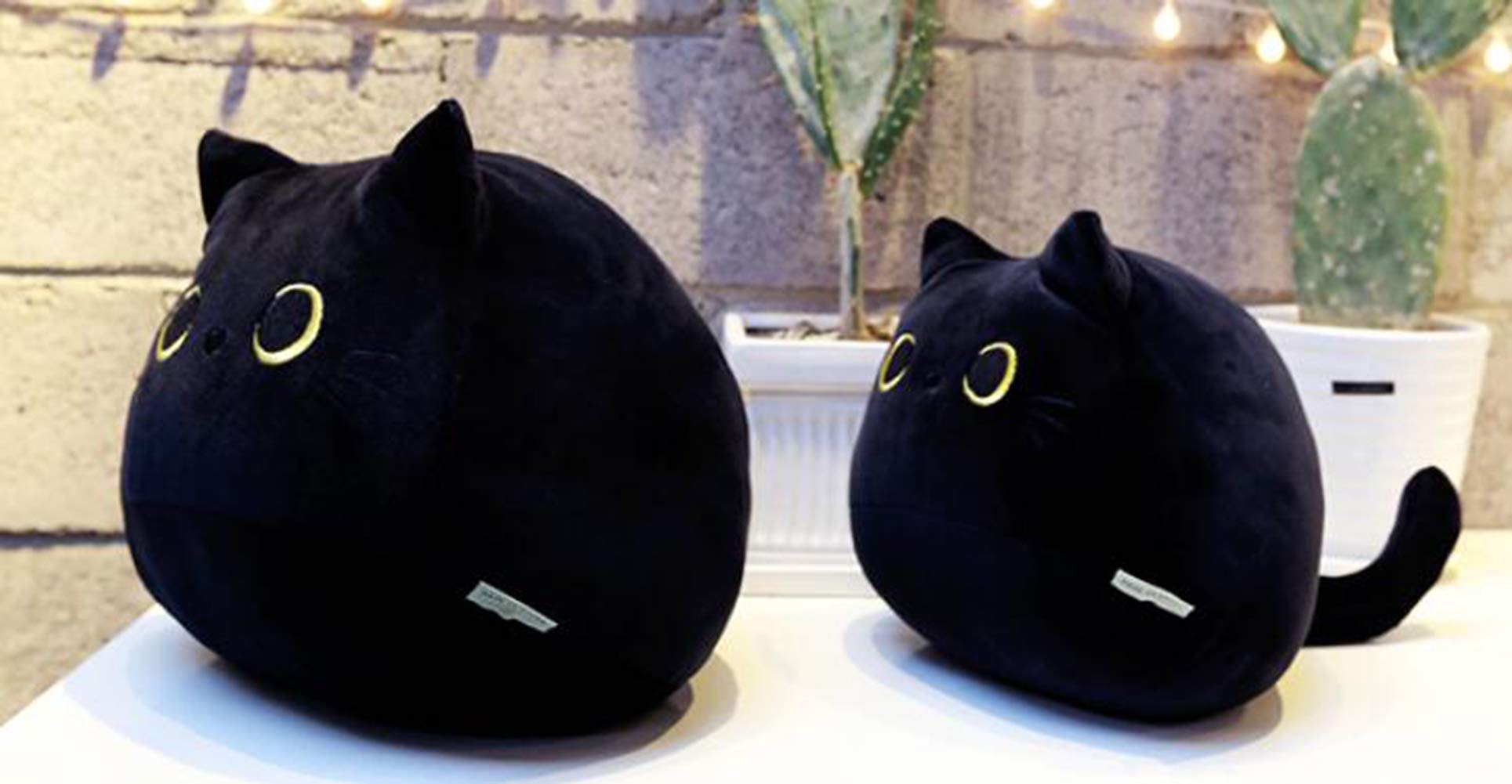 Gardening Spring-Plush Toy Black Cat Plush Toy Creative Cat Shape Pillow Gift Animal Dolls (40CM/15.74")