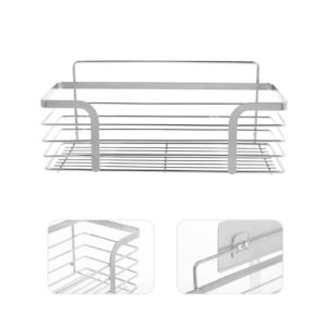 1pc Stainless Steel Shelf Wall Mounted Shower Shelf Towel Rack for Kitchen Sundries Rack Storage Container Stainless Storage Rack Towel Rack for Bathroom Storage Rack