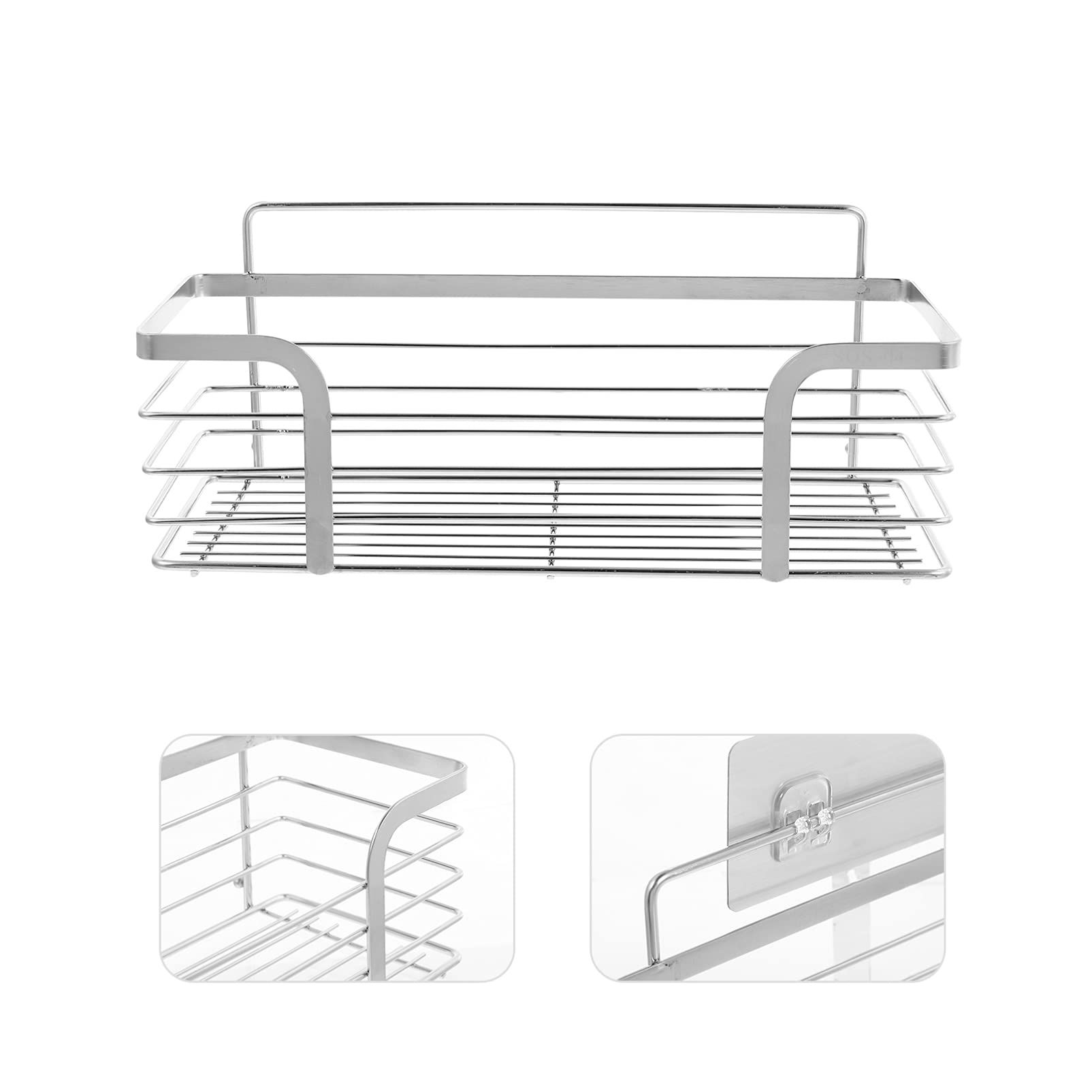 1pc Stainless Steel Shelf Wall Mounted Shower Shelf Towel Rack for Kitchen Sundries Rack Storage Container Stainless Storage Rack Towel Rack for Bathroom Storage Rack