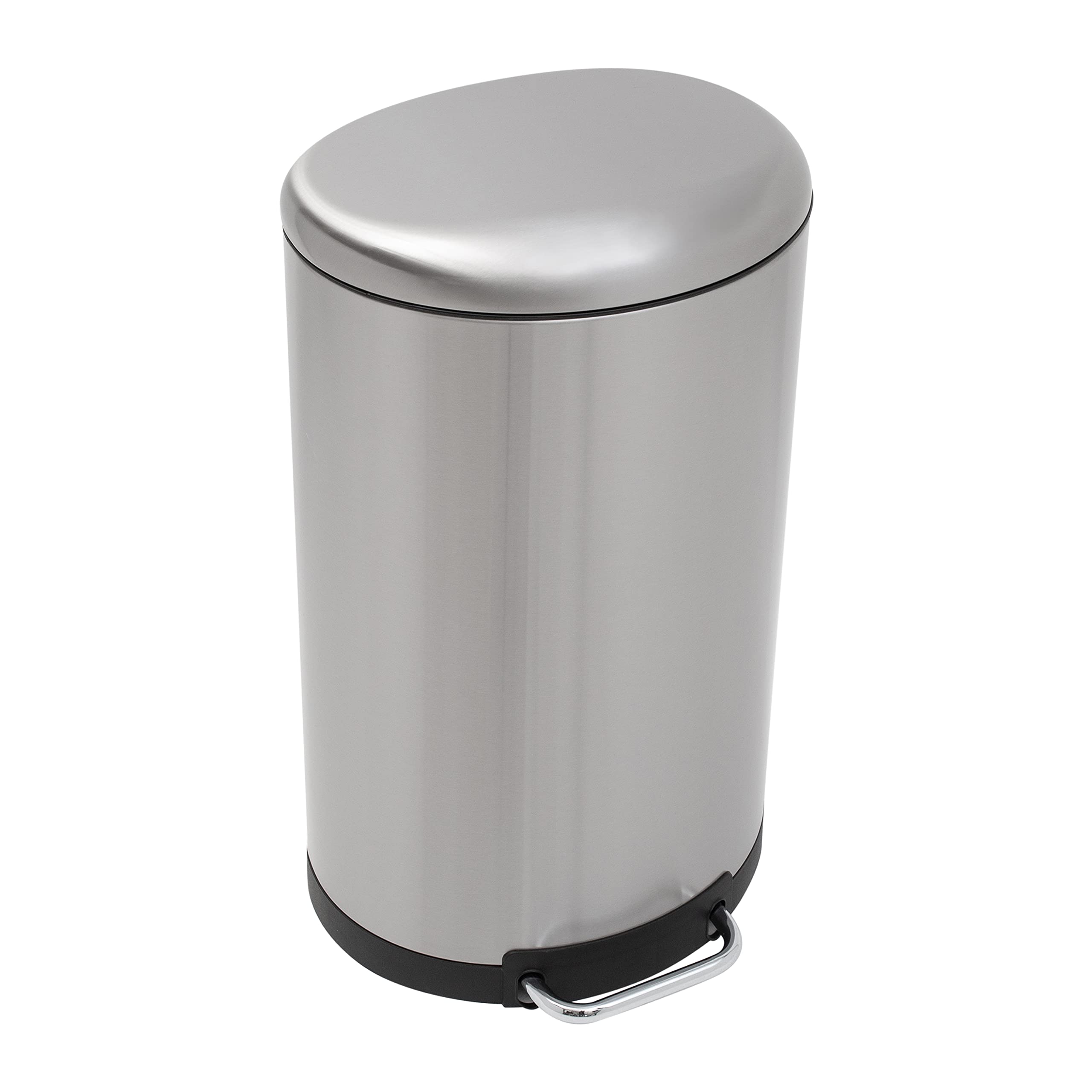 Organize It All 40 L Half Round Step Pedal Trash Bin | Dimensions: 15.75” x 14.17” x 26.4” | Holds 40 Liter | Step Pedal | Hands Free | Finger Proof | Stainless Steel