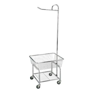 unknown1 chrome laundry rolling cart with basket and hanging bar 25 x 21 67 inches silver metal handmade