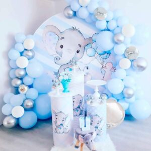 141 PCS Balloons Garland Set,Blue Silver Balloon Decorative Garland Kit Macaron Metal Balloon Arch for Bridal Shower Baby Shower Party Birthday Party Decoration(Blue)