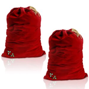 2 pieces christmas santa gift bag red velvet drawstring bag treat bag for xmas party favor supplies holiday wrapping (solid style, 19.7 x 27.5 inch)