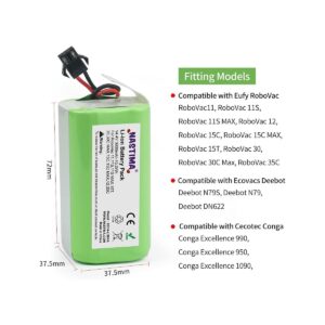 NASTIMA 14.4V 3000mAh Replacement Battery Compatible with Tesvor X500, Ecovacs N79 N79S and Eufy Robovac 11 11S MAX 15C MAX 20C 30C MAX G10 G20 G30