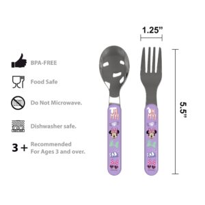 zak! 5-Piece Dinnerware Set, Disney Minnie Mouse - Durable Plastic & Stainless Steel - Includes Water Bottle, 8-Inch Plate, 6-Inch Bowl, Fork & Spoon - Suitable for Kids Ages 3+