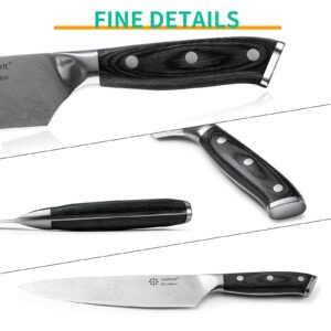 JUSTFORIT Chef Knife - 8 inch Pro Kitchen Knives - Ultra Sharp German High Carbon Stainless Steel Cooking Knife, Japanese Chopping Knife with Sheath and Ergonomic Handle and Gift Box