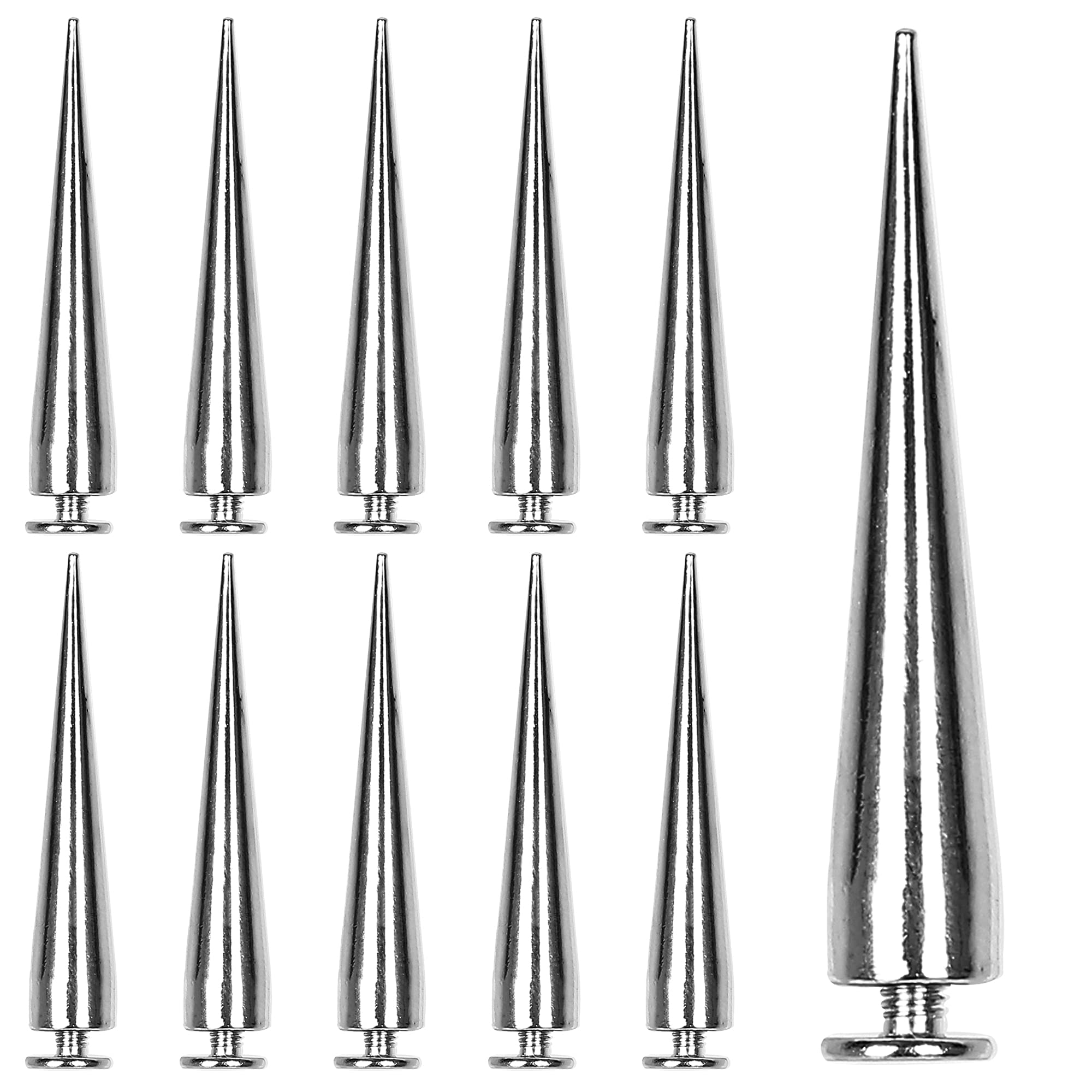 30PCS 40MM Spike and Studs Silver Cone Spikes Punk Bullet Large Leather Rivets Screwback Studs Screw on Cone for DIY Craft Clothing