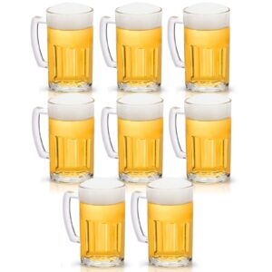 coktik 8 pack heavy large beer glasses with handle - 20 ounce glass steins, classic beer mug glasses set