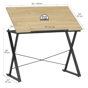 SD STUDIO DESIGNS Axiom II Drawing 42" Wide Adjustable Top Drafting Table, Graphite Black/Ashwood